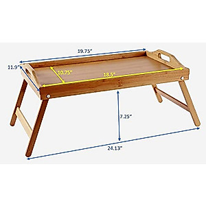 Folding Bamboo Serving Tray with Handles - Wood Table Trays for Eating Food - Portable, Breakfast, Dinner or Snack at Home (Bed, Couch, Chair) - TV Tray - Lap Desk for Laptop - Large and Roomy