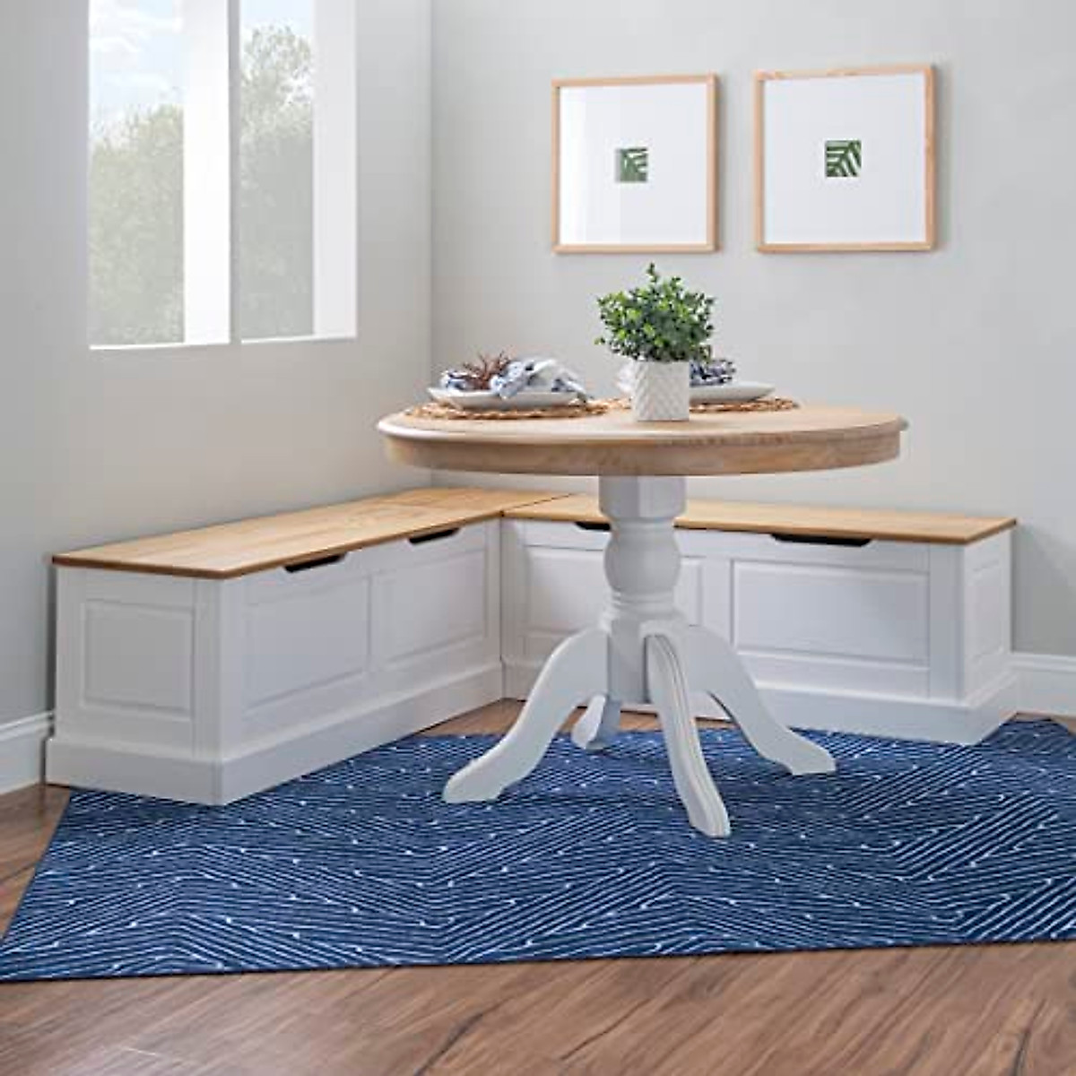 Linon Natural and White 2 Tone Pedestal Dining Harris Table