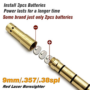 BOOLIT EYE 9MM/.38SPL/.357MAG/.380ACP Special Laser Boresighter End Barrel Laser Bore Sight Accurately and Easy to Fit Revolvers Pistols Rifle and Air Guns (9MM/.38SPL/.357MAG)