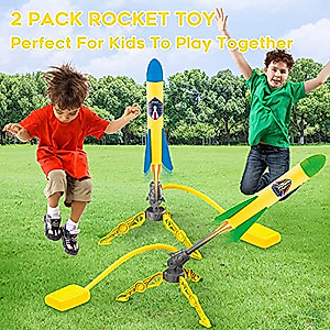V-Opitos Rocket Launch Toys for Kids Age of 3, 4, 5, 6, 7, 8 Year Old Boys & Girls, 2 Pack Rocket Launchers with 8 Colorful Foam Rockets, Top Outdoor Game, Ideal Christmas & Birthday Gift