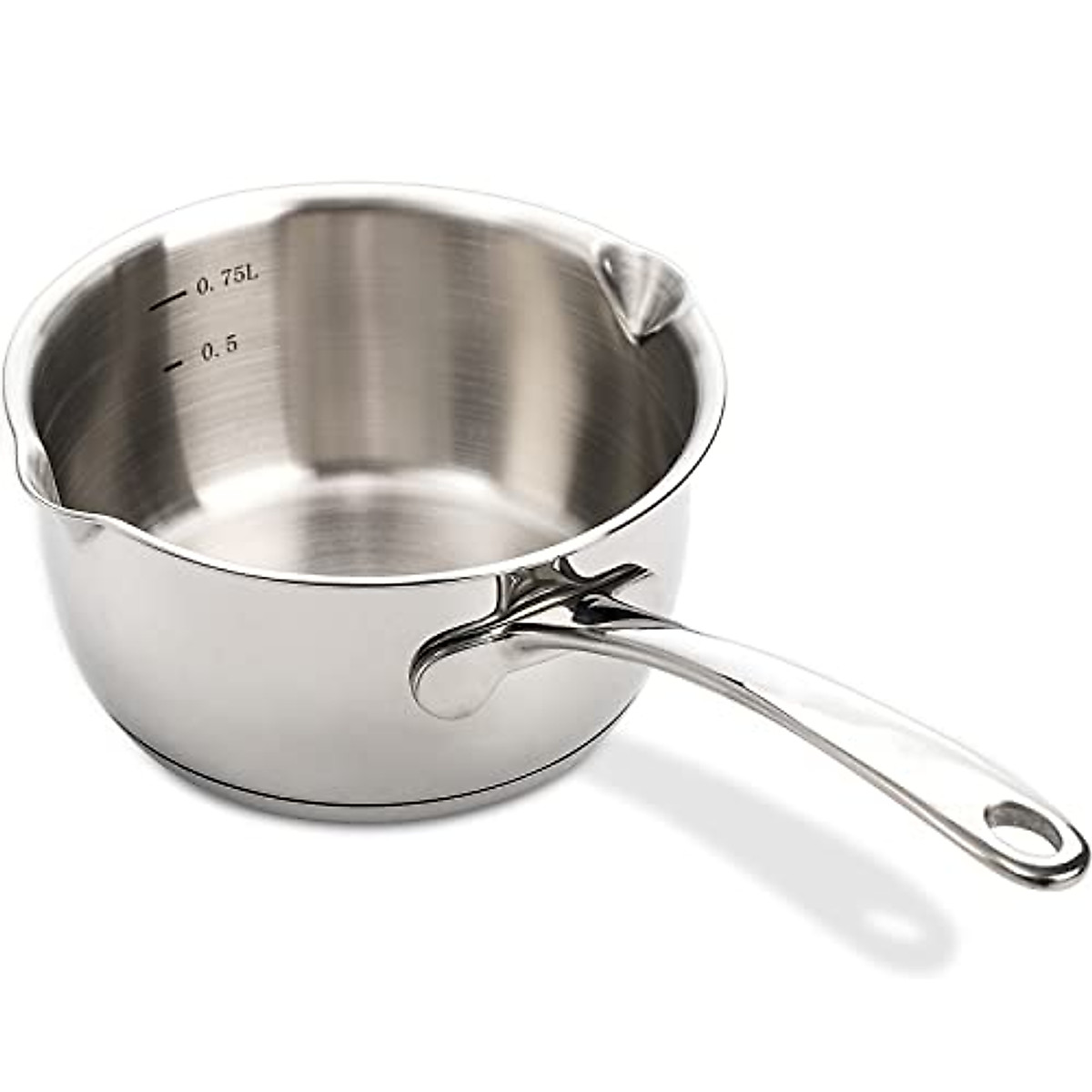 DEAYOU 18/10 Stainless Steel Butter Warmer Pan, Small Milk Warmer Pot with Pour Spout for Soup, 25OZ