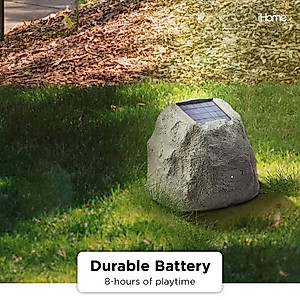 iHome iHRK-500S-PR Solar Powered Rechargeable Battery Powered Wireless All Weather Waterproof 5" Inch 30W Watt Pool Garden Outdoor Rock Speaker