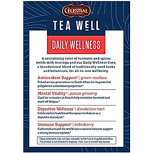 Celestial Seasonings TeaWell Herbal Tea, Daily Wellness, Organic Turmeric Spice, 12 Count (Pack of 6) (Packaging May Vary)