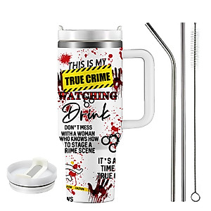 True Crime Gifts - This is My True Crime Watching Drink Tumbler 40 Oz, Crime Junkie Merch Gifts for True Crime Lovers Mug, Crime Scene/Detective Fans Gifts, Crime Show Lover Gifts Halloween Horror Cup