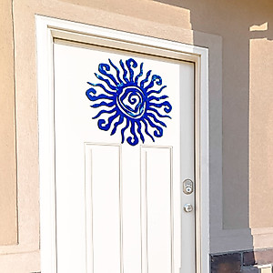 Moxweyeni 12 Inch Outdoor Wall Art Decor Wacky Large Sun Wall Art Decor Copper Wall Art Sun Metal Wall Decor Pool Decorations for Home Bedroom Living Room Office Garden (Blue)