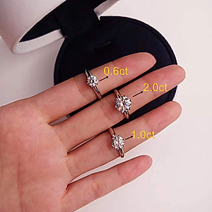 AINUOSHI 1/2/3/4 Carat Moissanite Engagement Rings for Women, 925 Sterling Silver Solitaire Round Cut (10mm) Diamond Wedding Band D-E Color Grade Gift for Wedding Anniversary