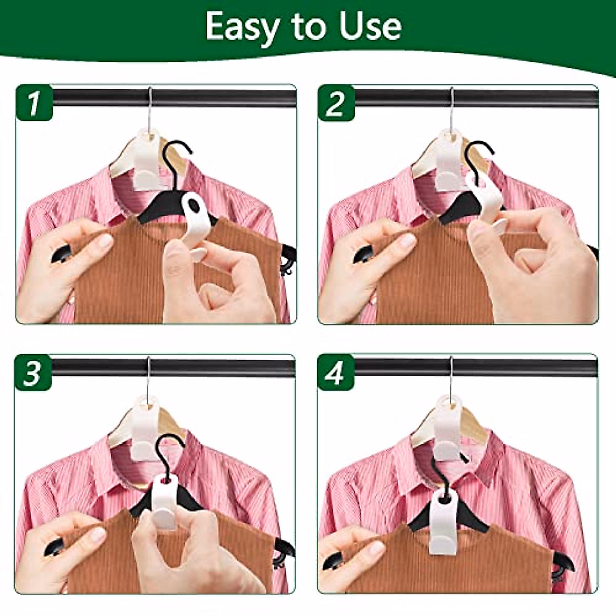 Coitak 20 PCS Clothes Hanger Connector Hooks, Mini Cascading Hanger Hooks Extender Clips, Space Saver Plastic Hangers Closet Organizer, White