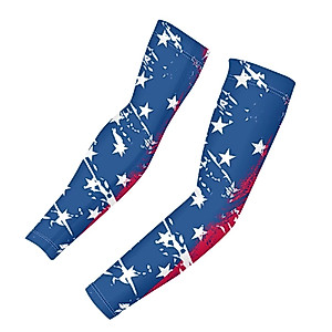 JEOCODY Vintage American Flag Pattern Cooling Sports Sleeves Outdoor Cycling Golf Sports Sleeves for Arms Covers for Tattoo Cover Up