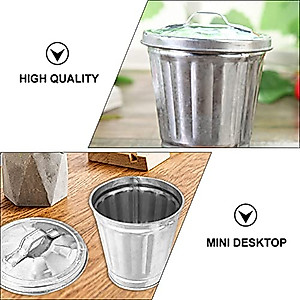 Toddmomy Mini Desktop Trash Can with Lid Tiny Garbage Can Metal Rubbish Bin for Home Office Countertop