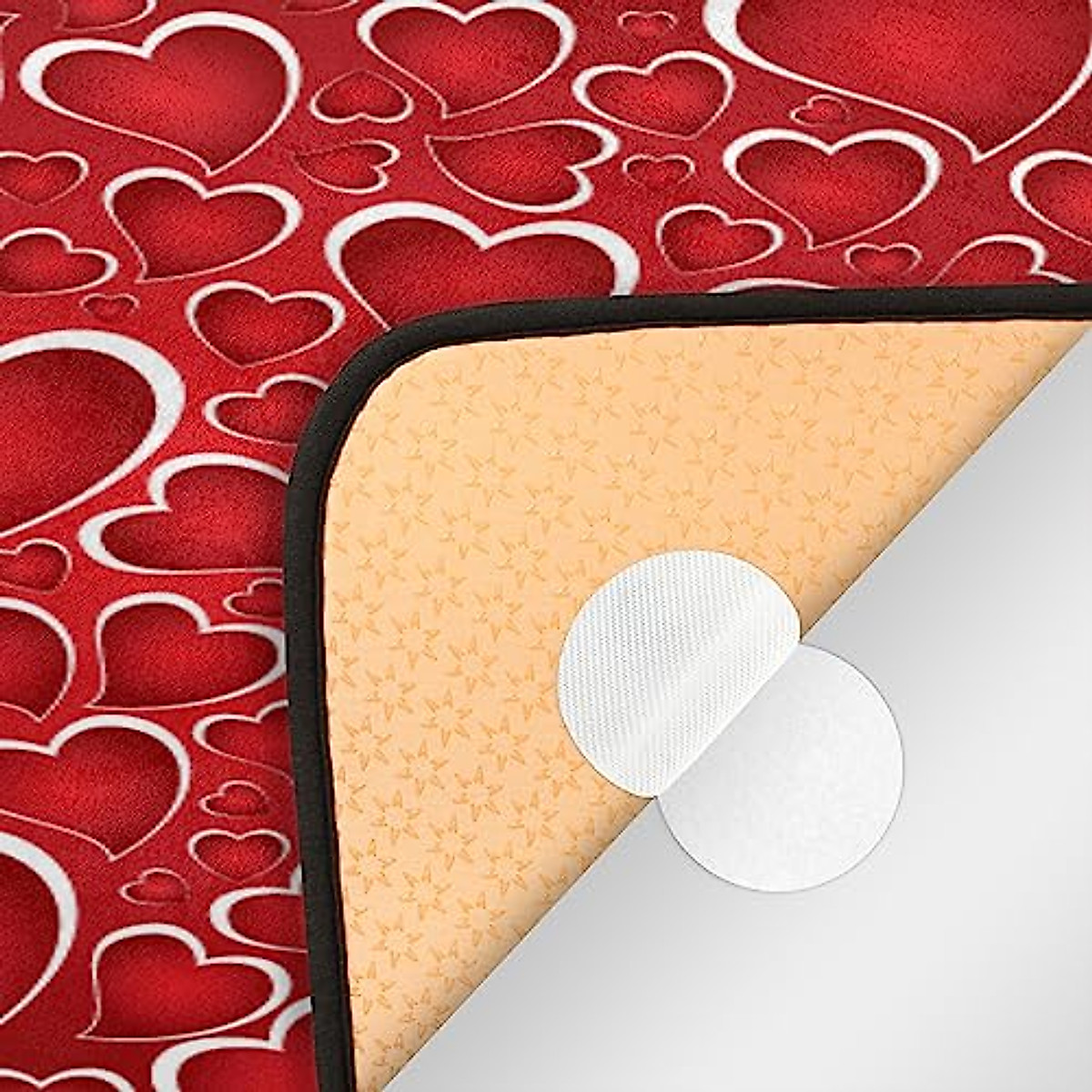 KOBLEN Valentines Day Red Hearts Kitchen Rugs Non Slip Washable Absorbent Kitchen Mats 20x39 inch Cushioned Anti Fatigue Kitchen Floor Mats for in Front of Sink