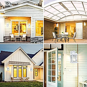 Dusk to Dawn White Outdoor Porch Lights with 2 GFCI Outlets, Waterproof Wall Lights Mount for House, Aluminum Anti-Rust Exterior Light Fixture, Wall Sconce, Wall Lamp, Wall Lantern for Balcony, Garage