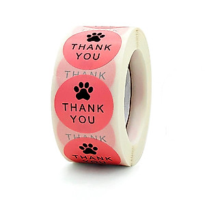 Aisatisforu Thank You Stickers Small Business 500 Pcs Per Roll 1 Inch Dog Paw Design Thank You Sticker Labels for Small Business Envelope Seals, Packaging Online Retailers Boutiques Shops