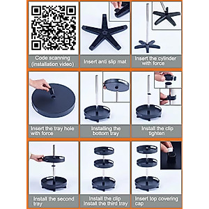 BULTIWEUD 3 Tier Lazy Susan Turntable Spice Rack Organizer Food Storage Container for Kitchen Cabinet, Spinning Organizer for Spices,Condiments,Green