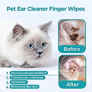 Dog Teeth Cleaning Wipes Dog Eyes Wipes Dog Ear Wipes Finger (3 Pack 200 Wipes) Pet Cleaning Wipes Kit,Dog Wipes Cleaning Deodorizing for Removing Plaque and Tartar & Ear Wax & Eye Secretions