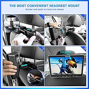 NAVISKAUTO 10.1'' DVD Player for Car with HDMI Input Wall Charger Headphone, Car DVD Player with Headrest Mount Support 1080P Video, MP4, USB/SD Card, AV in & AV Out, Region Free, Last Memory