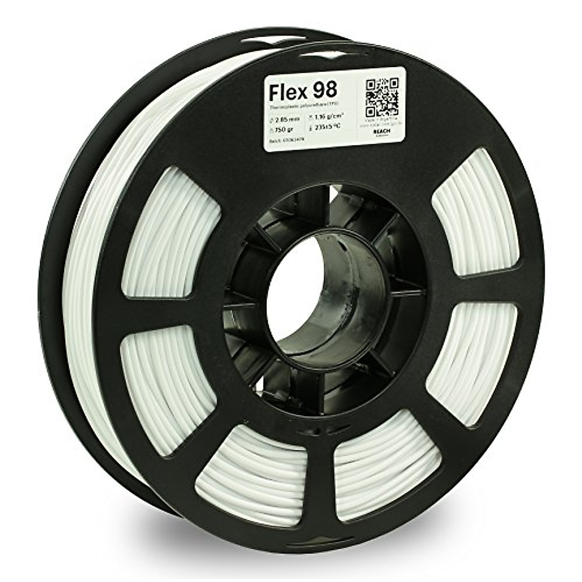 KODAK FLEX 98 Flexible 3D printer filament TPU WHITE +/-0.03 mm, 750g (1.6lbs) Spool, 2.85 mm. Lowest moisture premium 3D printer flex filament in Vacuum Aluminum Ziploc bag. Fit Most FDM Printers