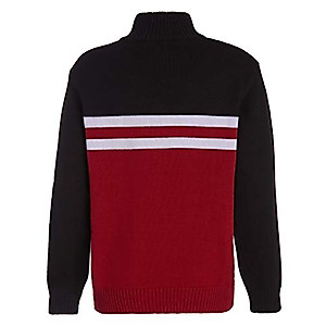 Calvin Klein Boys' Half Zip Pullover Sweater, Ribbed Neckline & Logo Detailing, Red/Black, 14-16 Husky
