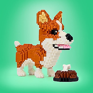 Uvini Building Blocks Pets, Bricks Corgi, Micro Bricks Dog Animal Building Toy Bricks Dog for Kids 10,11, 12, 13, 14, Teens or Adult, 1380 Pieces