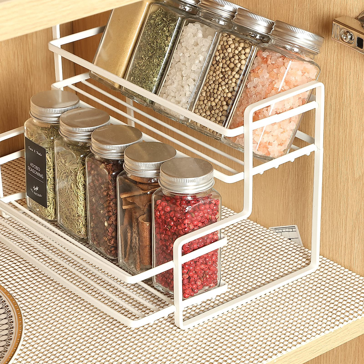 BAKHUK Grip Shelf Liner, 2 Rolls of Non-Adhesive 17 Inch x 25 Feet Cabinet Liner Durable Organization Liners for Kitchen Cabinets Drawers Cupboards Bathroom Storage Shelves (White)