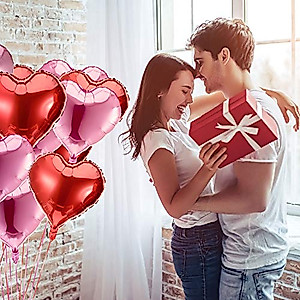 Gejoy 2 Pieces I Love You Red Heart Balloons and 20 Pieces Heart Shaped Foil Balloons with 2 Rolls Hanging Swirl Ribbon for Valentine's Day Decoration, 24 Pieces Totally