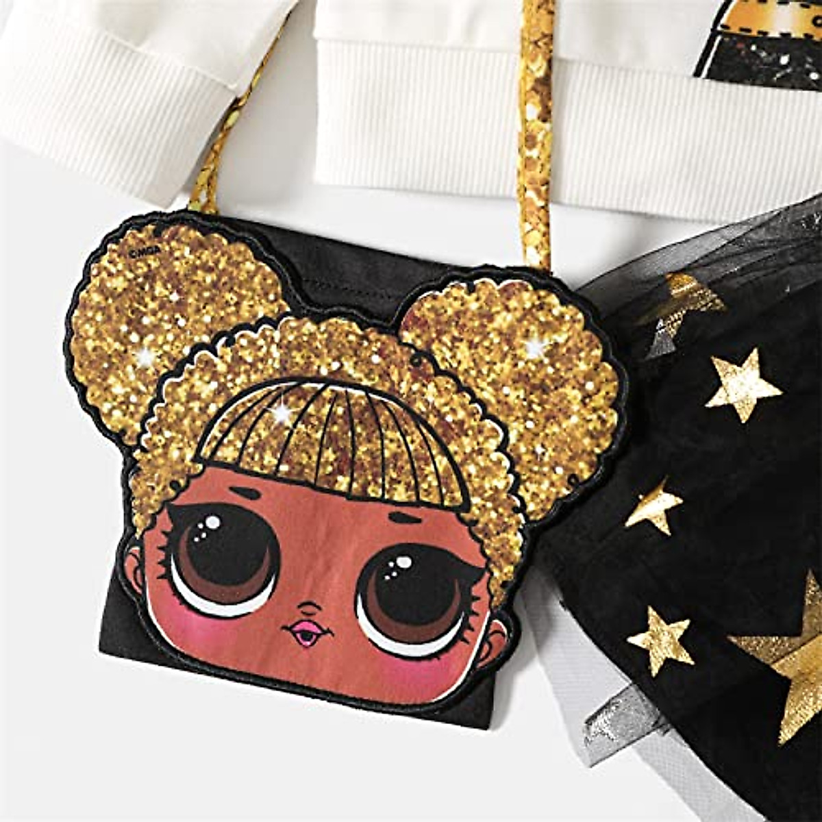 L.O.L. Surprise! Kids Toddler Baby Girl Skirt Set Long Sleeve Print Pullover Tee and Mesh Skirt with Bag Little Girls Outfits