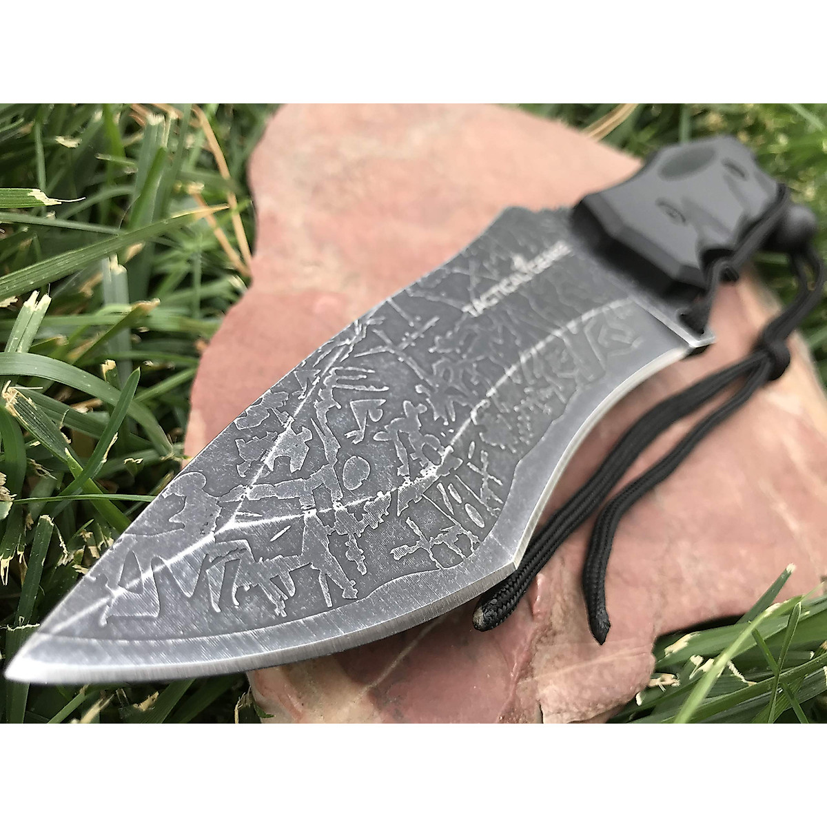 TACTICAL GEARZ TG Targ ST, 9.5" Straight Hunting Knife w/Sheath! Solid 440c Stainless Steel Acid Etched Scimitar Blade! Full Tang w/Black G10 Slab Handle!