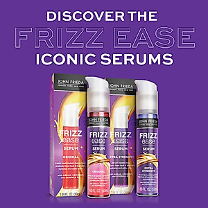 John Frieda Frizz Ease Original Hair Serum, Protecting Against Frizz, Heat, and Humidity While Adding Shine, Smooths Strands and Hydrates Parched Hair with Argan, Coconut, and Moringa Oil, 1.69 Oz