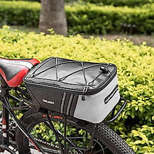 ERRLANER Bicycle Rack Rear Carrier Bag PU Leather Waterproof 7L Large Capacity Storage Luggage Pouch Reflective MTB Bike Pannier Shoulder Bag with Rain Cover