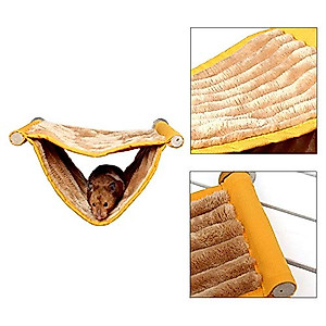 Wontee Hamster Plush Hammock Bird Hanging Bed Nest for Rat Squirrel Chinchilla Gerbil Guinea Pig Small Parrot Budgie Parakeet Lovebird Canary (S, Yellow)