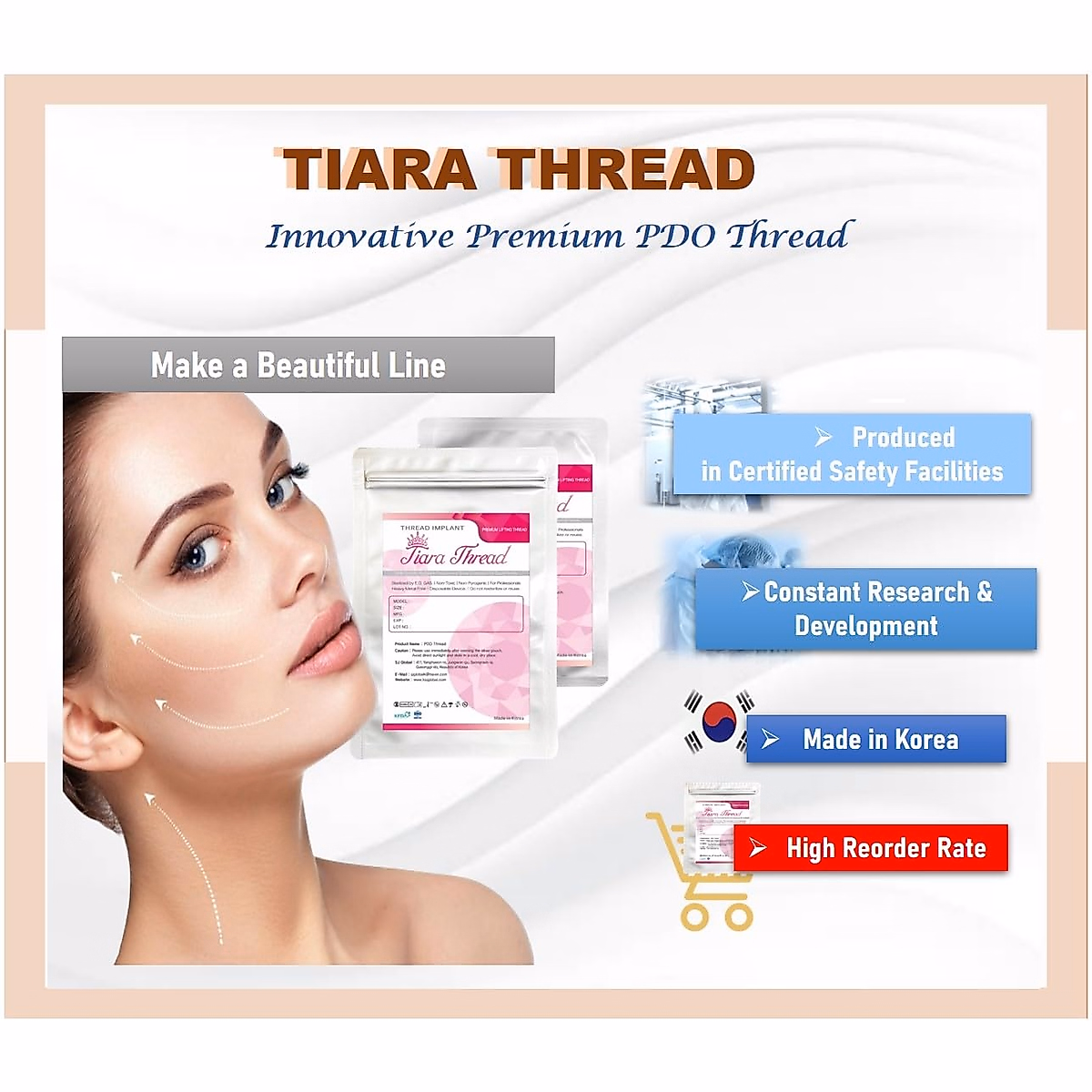 Tiara PDO Thread Lift Korea - Mono Screw Type/Sharp (40pcs) (30G25)
