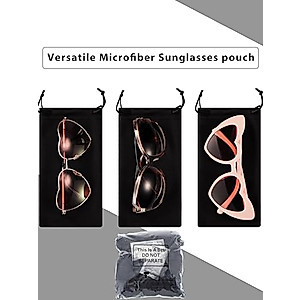Flutesan 40 Pack Microfiber Case Pouch Bag Glasses Sunglasses Case with 2 Pieces Cleaning Cloth (Black)