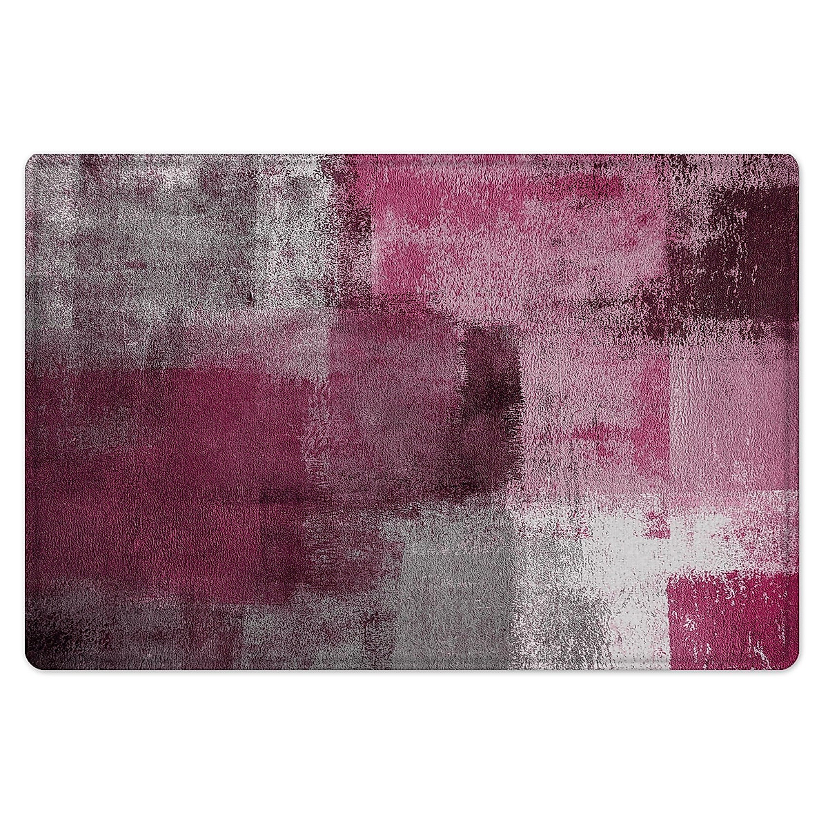 LB Pink and Grey Shower Curtain Sets with Rugs Country Retro Abstract Texture Geometric Pattern Fabric Shower Curtain with Hooks Modern Watercolor Bathroom Curtains Shower Set, 70x70 inches