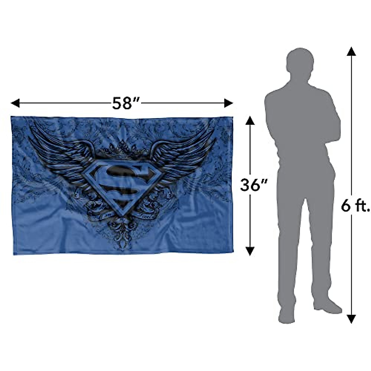 LOGOVISION Superman Superman Winged Logo Officially Licensed Fleece Blanket 36" x 58"