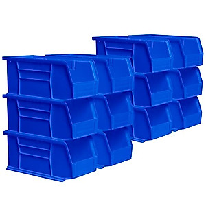 Akro-Mils 30230 AkroBins Plastic Hanging Stackable Storage Organizer Bin, 11-Inch x 5-Inch x 5-Inch, Blue, 12-Pack
