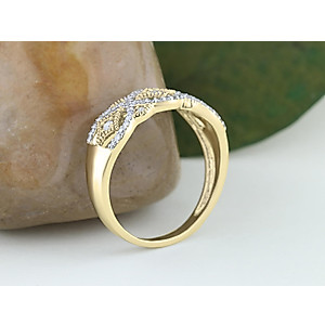 Dazzlingrock Collection 0.33 Carat (ctw) 10K Round Diamond Ladies Vintage Style Wedding Band 1/3 CT, Yellow Gold, Size 7