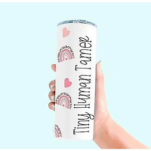 Tiny Human Tamer Tumbler, Stainless Steel Vacuum Insulated Coffee Cup with Lid and Straw Double Wall Travel Mug for Tea Cold Beverages Drinks, Teacher Gifts For Women (30 oz)