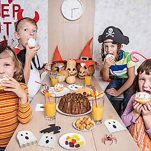 100 Pieces Ghost Napkins Halloween Napkins White Ghost Folded Halloween Napkins Disposable 2 Ply Halloween cocktail Napkins Tableware Decoration for Home Dinner Holiday Party Supplies(Basic)