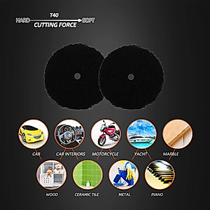 SPTA Microfiber Polishing Pad, 2Pcs 6Inch 150mm Microfiber Pads Microfiber Cutting Disc Microfiber Finishing Disc with Hook & Loop Backing for Car Buffer Polisher Cutting Buffing Waxing and Polishing