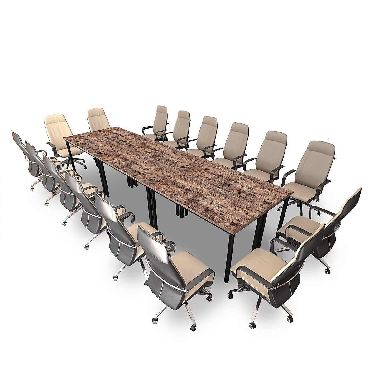 onzy Home Conference Tables 6ft Meeting Room Study Writing Table Office Computer Desk Save Space Design for 8 People, Brown 4PCS