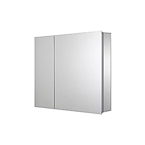 Croydex Williams Bi-View Recessed or Surface Mount, Hang 'n' Lock Easy Installation Medicine Cabinet, 30W x 26H, Aluminum