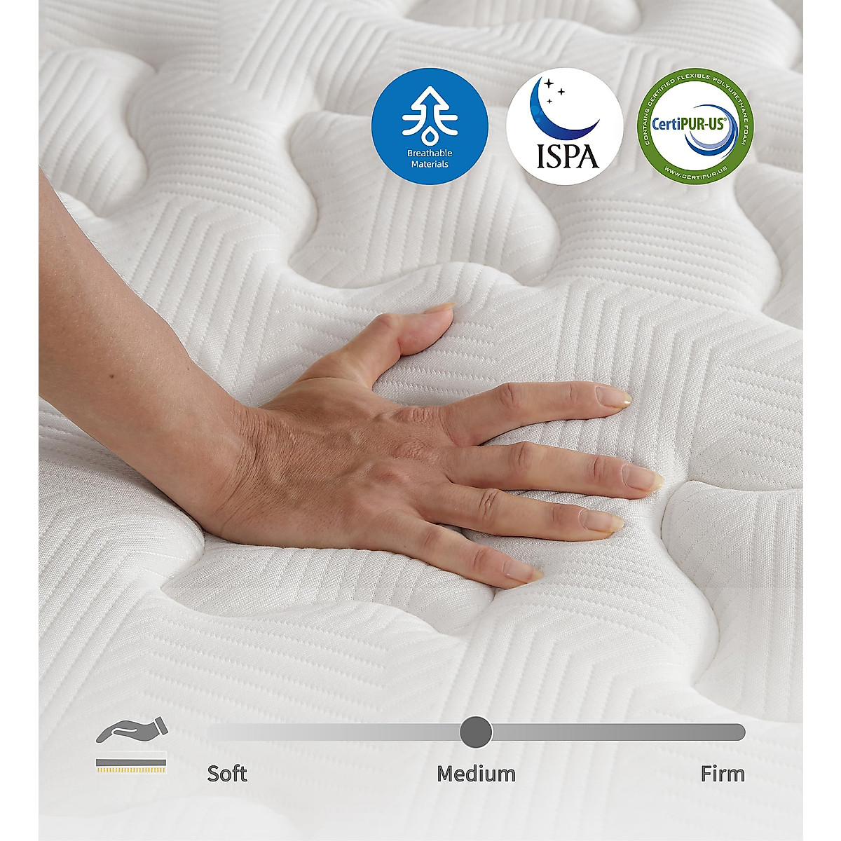 Cejato King Size Mattress,12 Inch Hybrid Mattress in a Box with Gel Memory Foam,Individually Wrapped Pocket Coils Innerspring,Pressure-Relieving and Supportive.