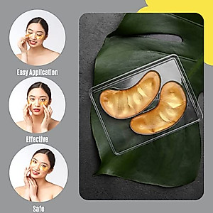 24K Gold Eye Patches for Puffy Eyes - Collagen Eye Masks for Dark Circles and Puffiness - Anti Aging Under Eye Mask Reduce Wrinkles, Puffy Eyes, Dark Circles, Eye Bags, Rejuvenating and Hydrating Under Eye Mask