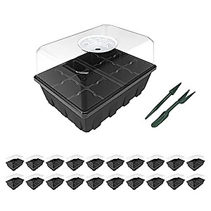 Gardzen 20-Set Garden Propagator Set, Seed Tray Kits with 240-Cell, Seed Starter Tray with Dome and Base 6.6" x 4.5" (12-Cell Per Tray)