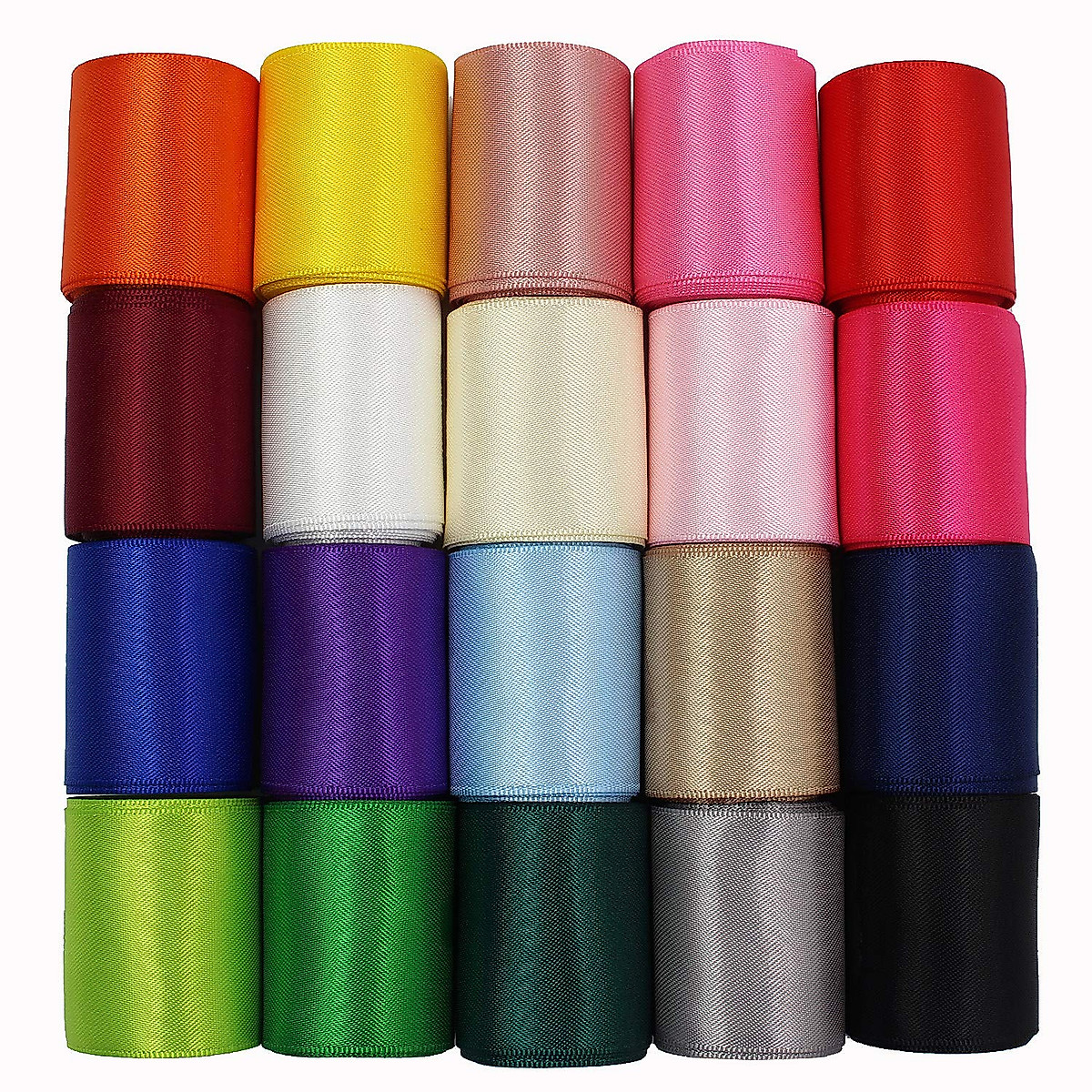 1-1/2 Inch Wide Solid Color Double Sided Polyester Satin Ribbon 20 Colors X 2 Yard Each Total 40 Yds Per Package