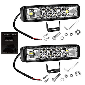 nicerpro 6 Inch Led Pods Light Bar Slim 60W 10000Lm 12V/24V Driving Fog Light Waterproof Combo Flood Spot Lights for Trucks Off Road ATV UTV Golf Cart Trailer 2 Pack