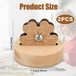 2pcs Daisy Thread Snip Cutters, Tabletop Blade Saver Yarn Cutter with Anti-Slip Stand Wooden Rotary Thread Cutting Tool Sewing Seam Supplies Quilting Notions