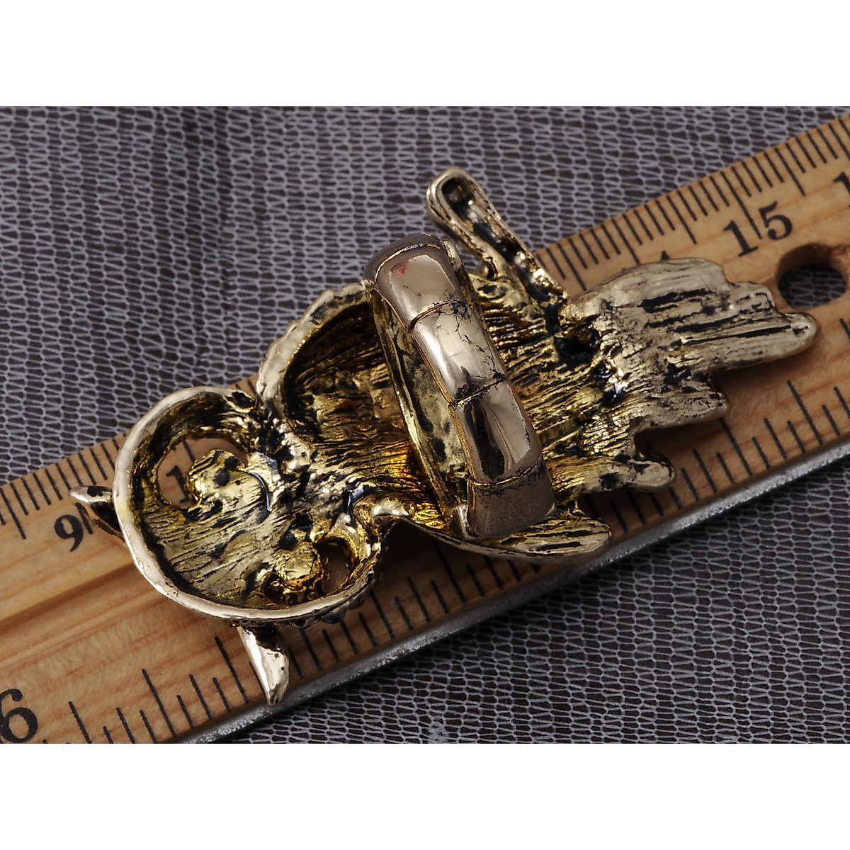 Alilang Womens Stretchy Antique Golden Tone Multicolored Rhinestones Rainbow Owl Bird Ring