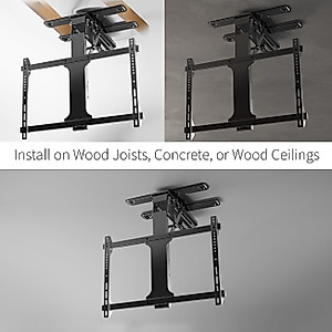 VIVO Electric Flip Down Swiveling Ceiling TV Mount for 32 to 70 inch Screens, Large Motorized Flat Ceiling VESA Mount, App and Voice Control, Black, MOUNT-E-FD70S