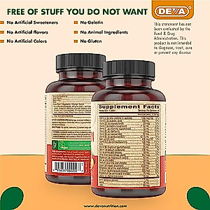 DEVA Vegan Multivitamin & Mineral Supplement - Vegan Formula with Green Whole Foods, Veggies, and Herbs - High Potency - Manufactured in USA and 100% Vegan - 90 Count (Pack of 2)