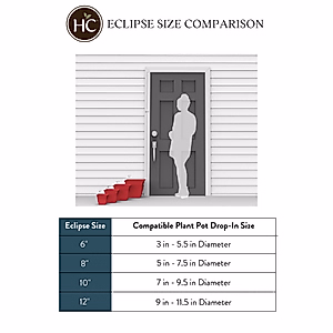 The HC Companies 8 Inch Eclipse Square Planter with Saucer - Indoor Outdoor Plant Pot for Flowers, Vegetables, and Herbs, Cottage Stone